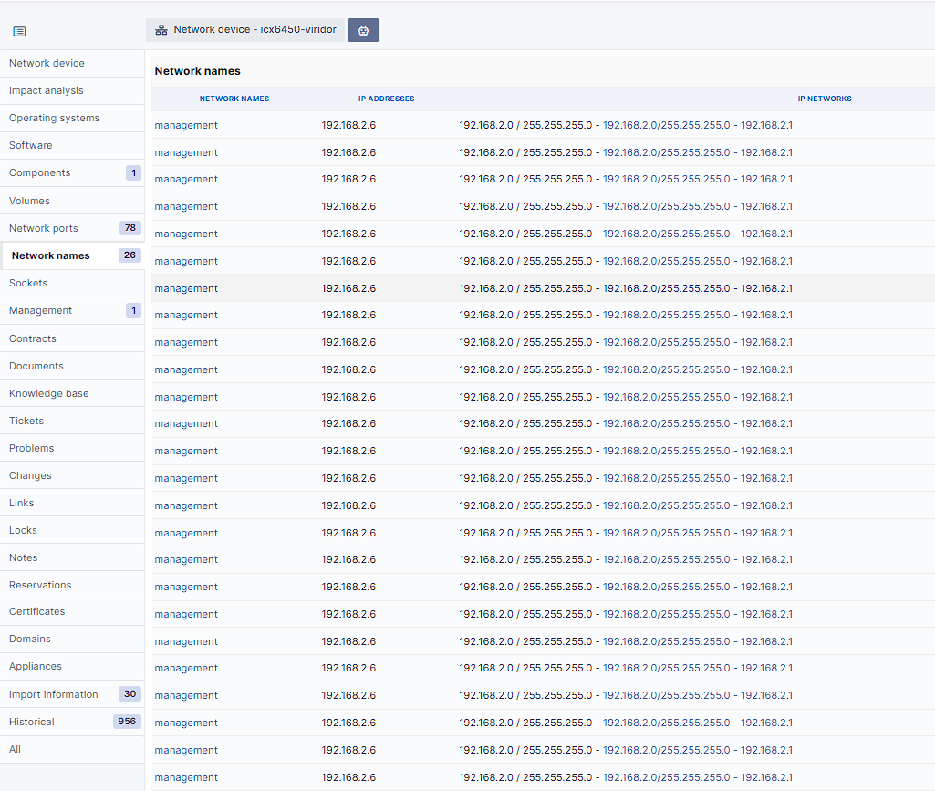 Inventory of switch keeps adding 'management' from virtual interface ...